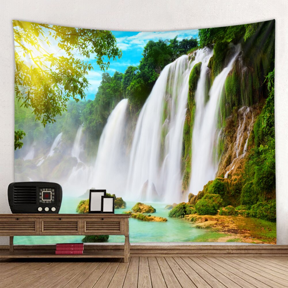 natural scenery waterfall tapestry dormitory scene... – Vicedeal