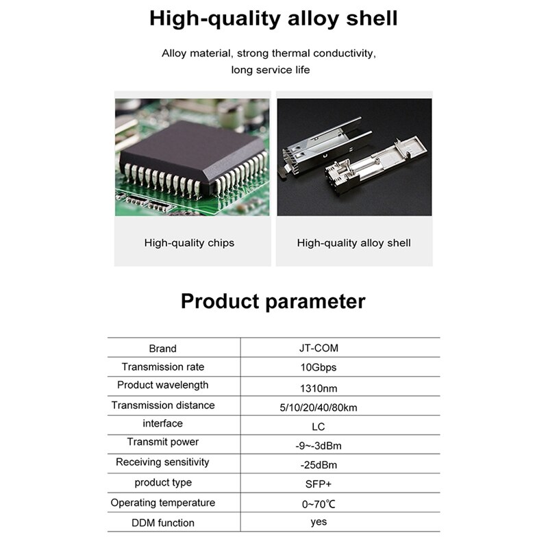 JT-COM 10G SFP+ Duplex LC SFP Module Single Mode 5... – Grandado