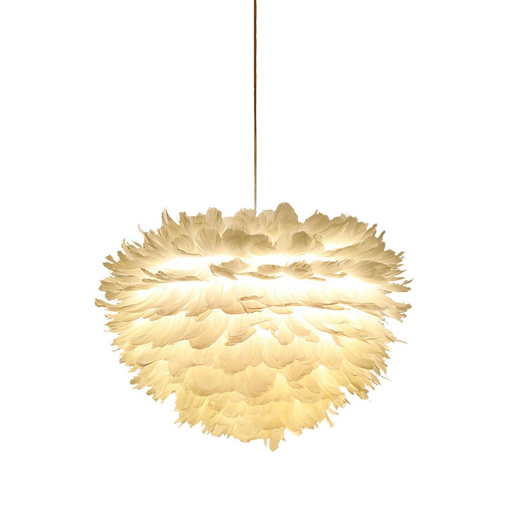 Modern White Feather Lampshade Ceiling Pendant Lig... – Grandado