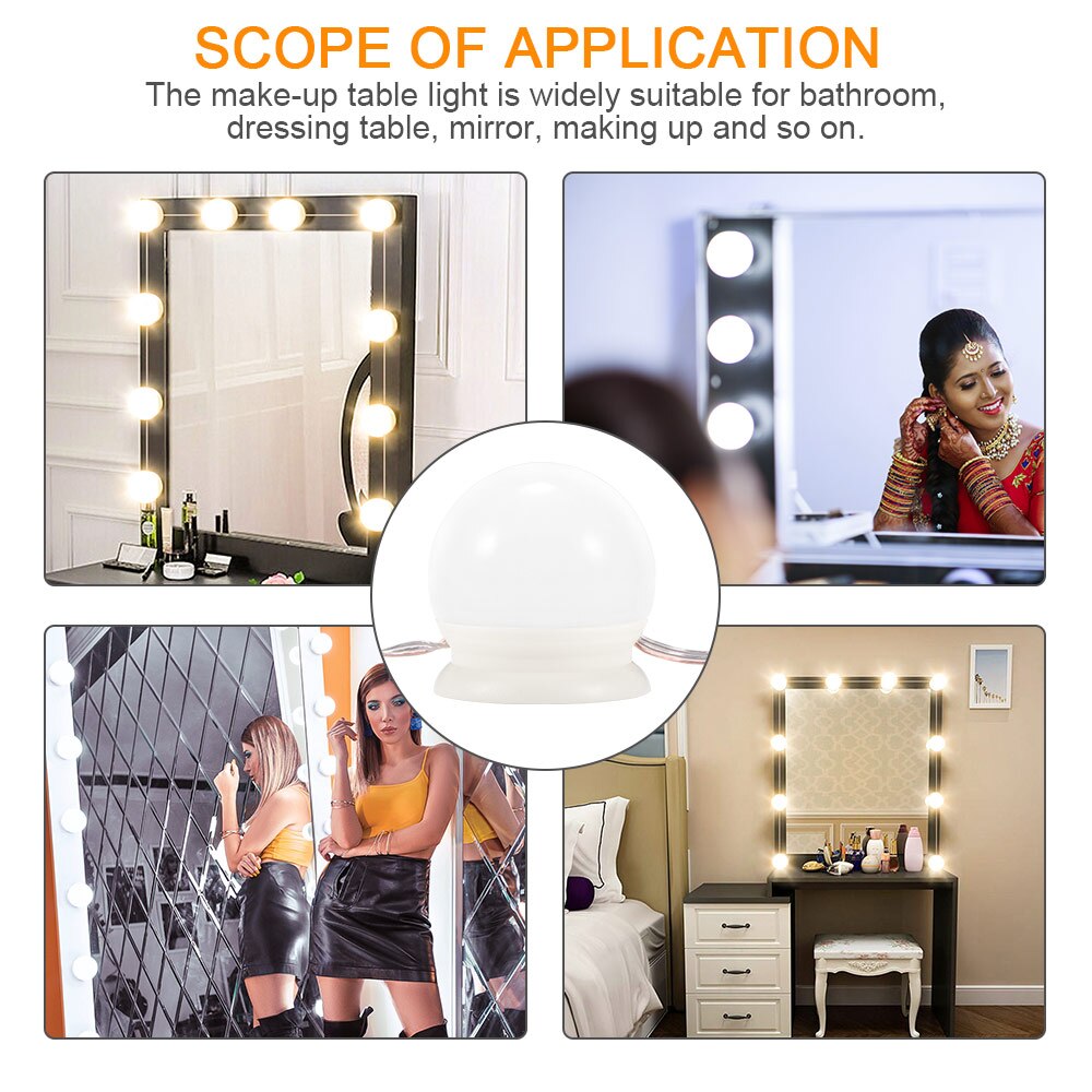LED Makeup Mirror Lamp Hollywood Suction Cup Insta... – Grandado