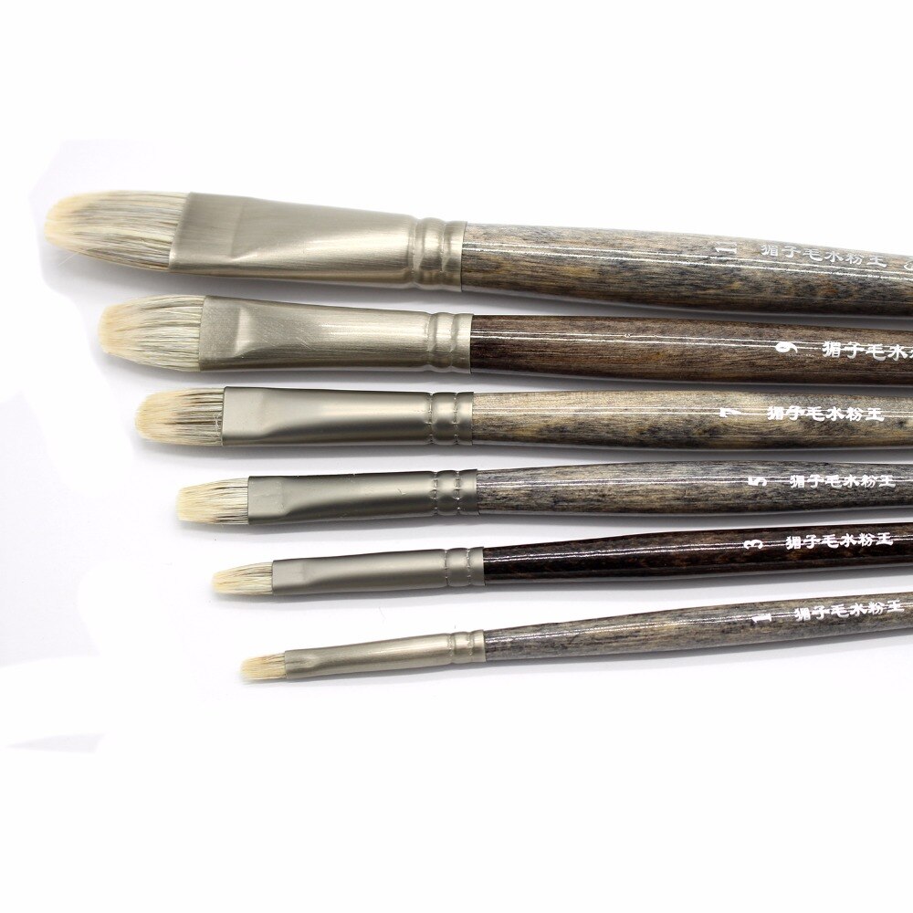 6 pcs Watercolor Painting Mongoose Hair brush Wood... – Grandado
