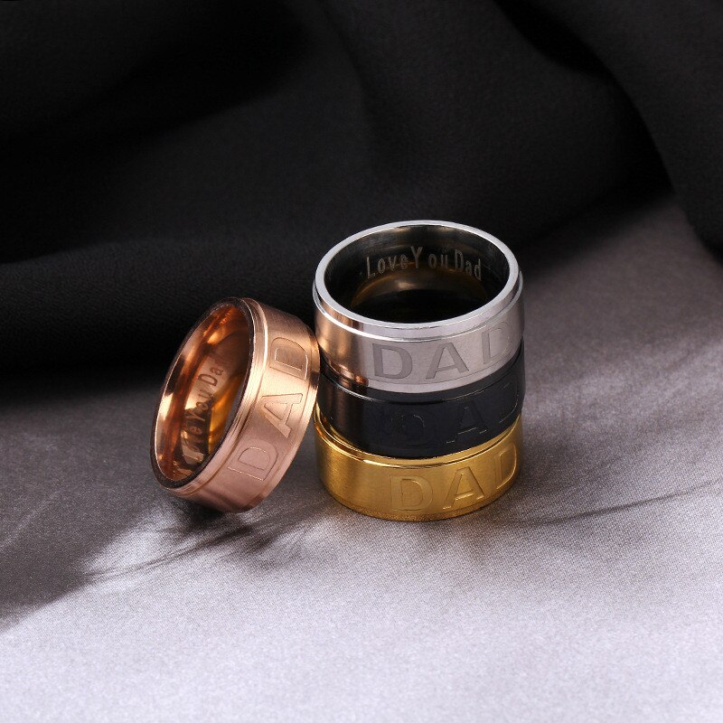 8Mm Stainless Steel Ring Men Silvery Letter Dad Ri... – Vicedeal