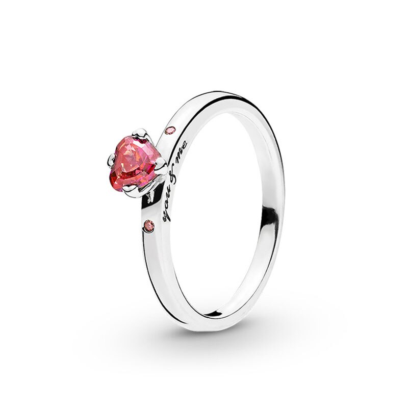 100% 925 кольцо Silver Pan Ring Rose Red Heart Pan... – Grandado