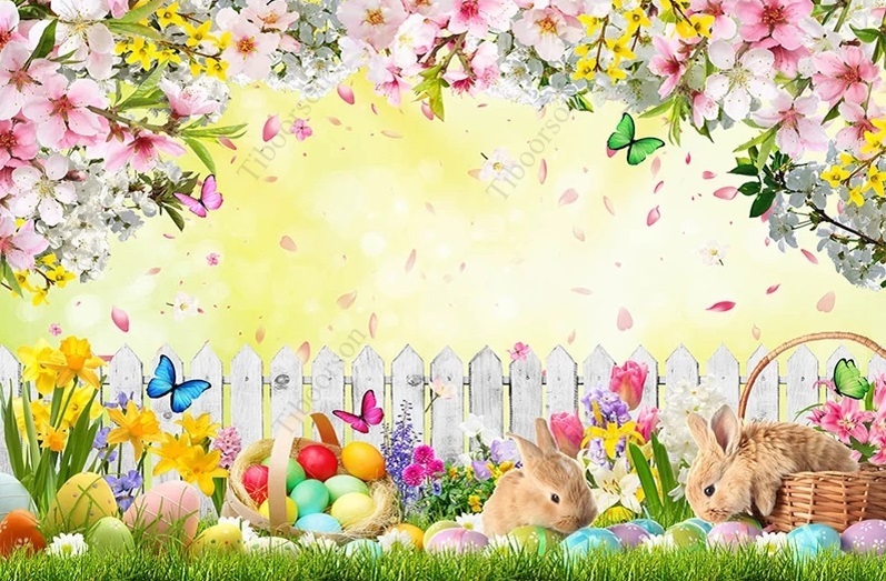 Spring Easter Photography Backdrop Bunny Meadow De... – Vicedeal