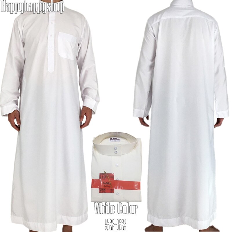 Men White Color Jubba Thobe Plus Size Saudi Arab J... – Vicedeal