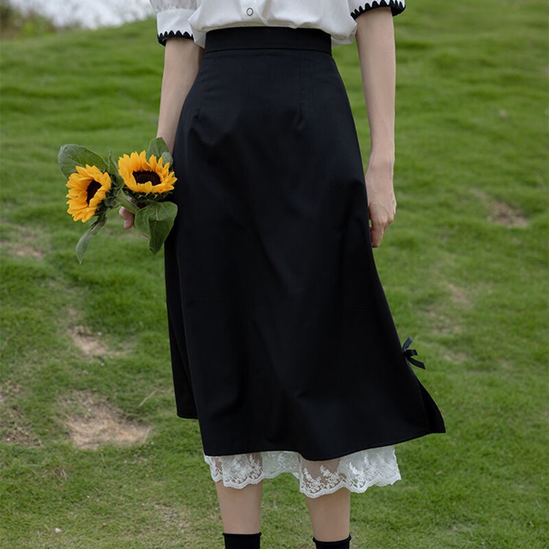 Rimocy Vintage Black Lace Lange Rok Vrouwen 2022 Z... – Vicedeal