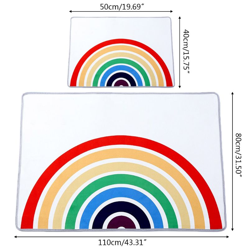 2 Pcs Kids Room Rainbow Carpet Crawling Pad Non-sl... – Vicedeal