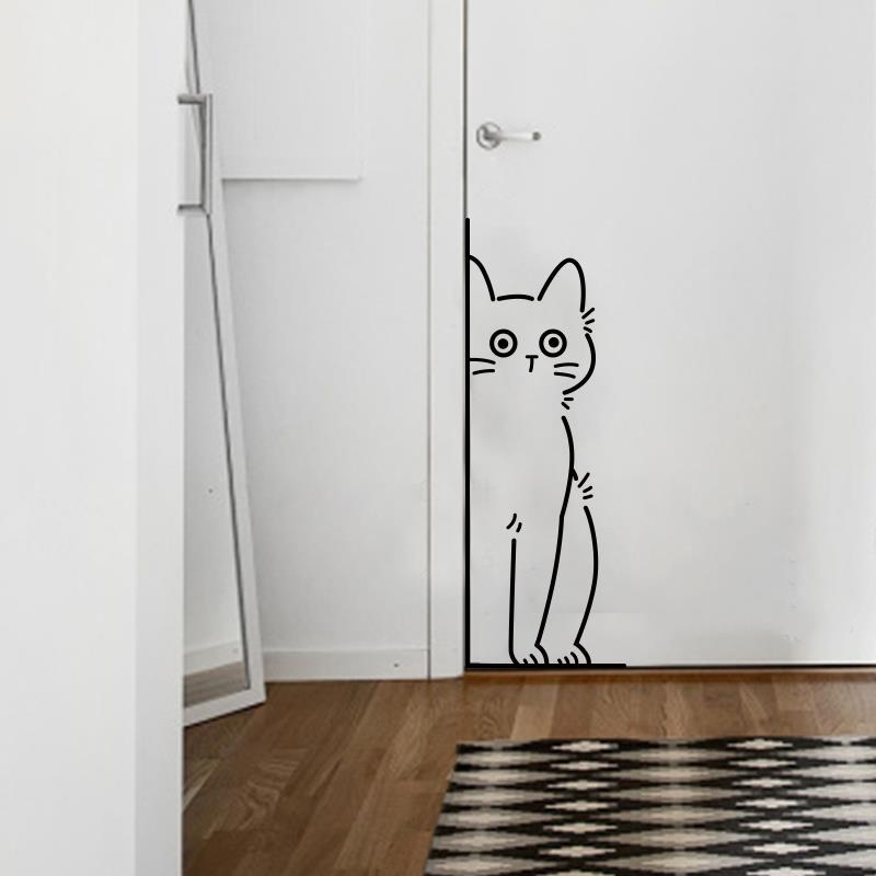 Cute Cat Door Wallpaper Glass Sliding Door Anti-co... – Grandado