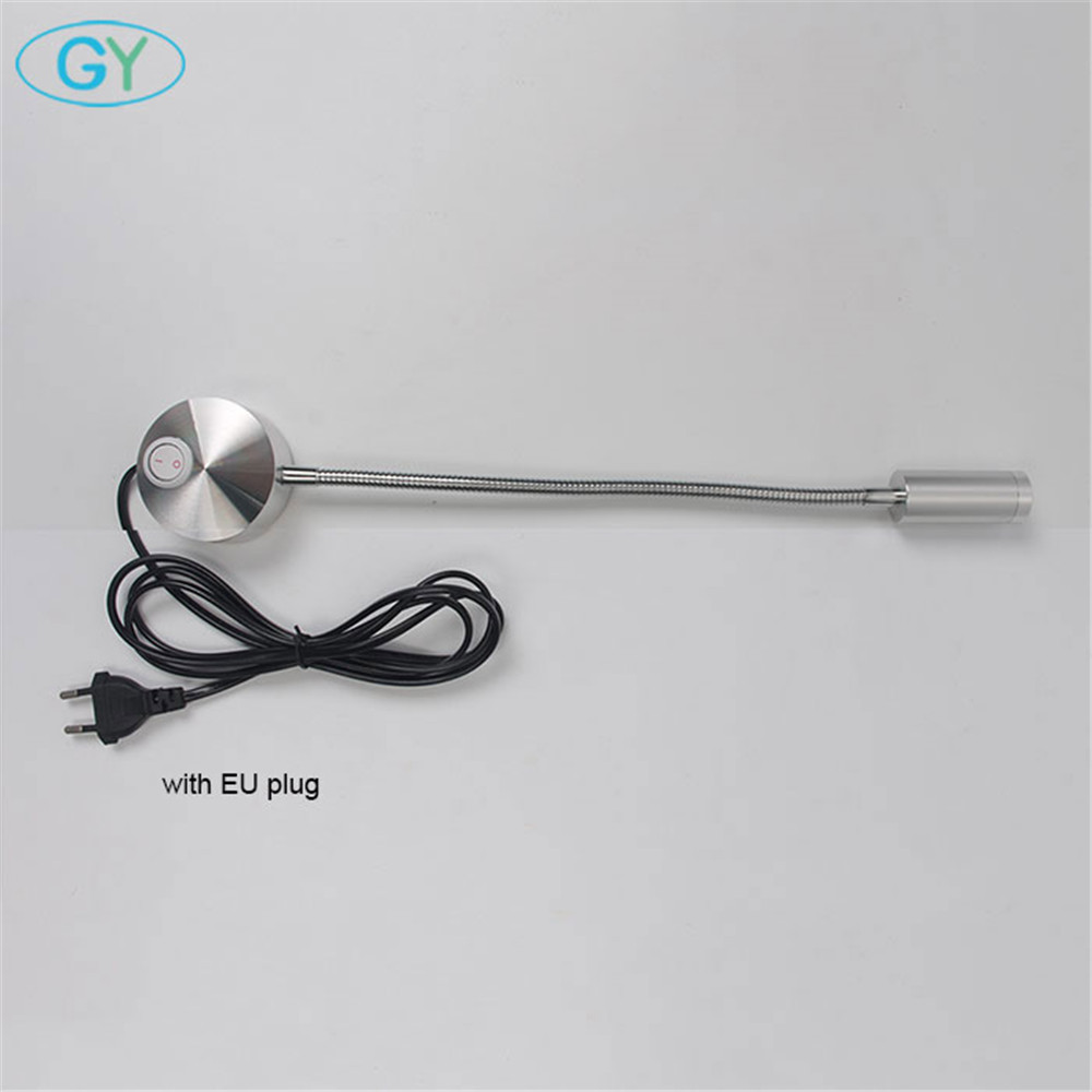 110V 220V 3w led flexible hose plug wall lamps bed... – Grandado