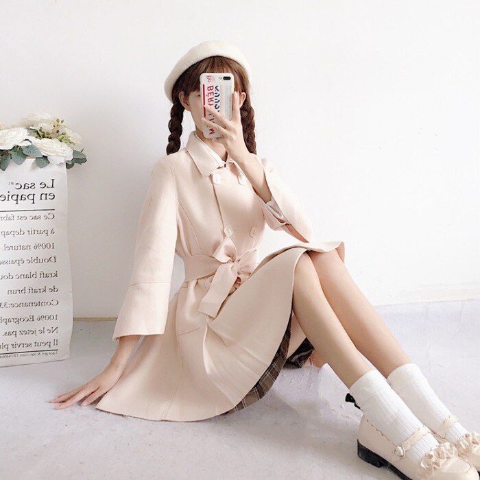 Japanese Style Mid-Length Woolen Coat for Women Au... – Vicedeal