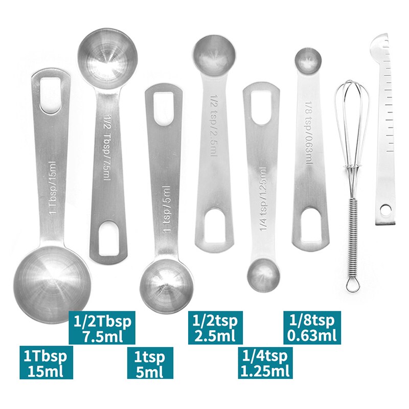 8/9/11pcs Stainless Steel Measuring Spoon With Sti... – Vicedeal