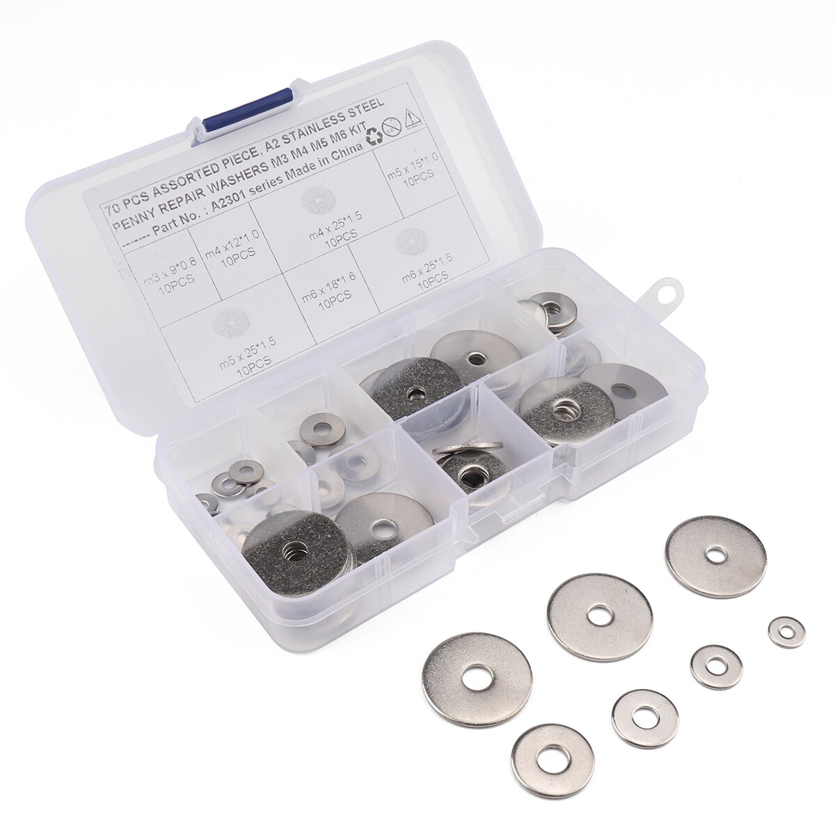 70Pcs Rvs 7 Soorten Oversized Platte Ringen A2-70/... – Grandado