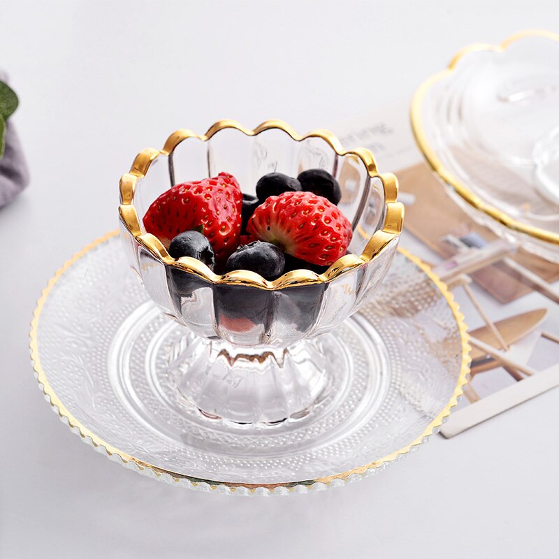 Romantic breeze golden edge glass household relief... – Grandado
