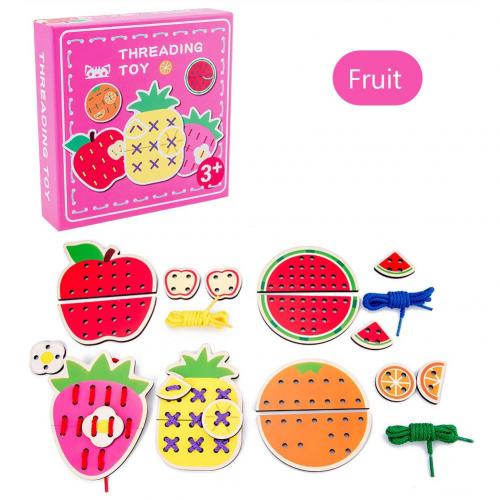 Kids Cartoon Fruit Animal Vegetable Wooden Lacing ... – Grandado