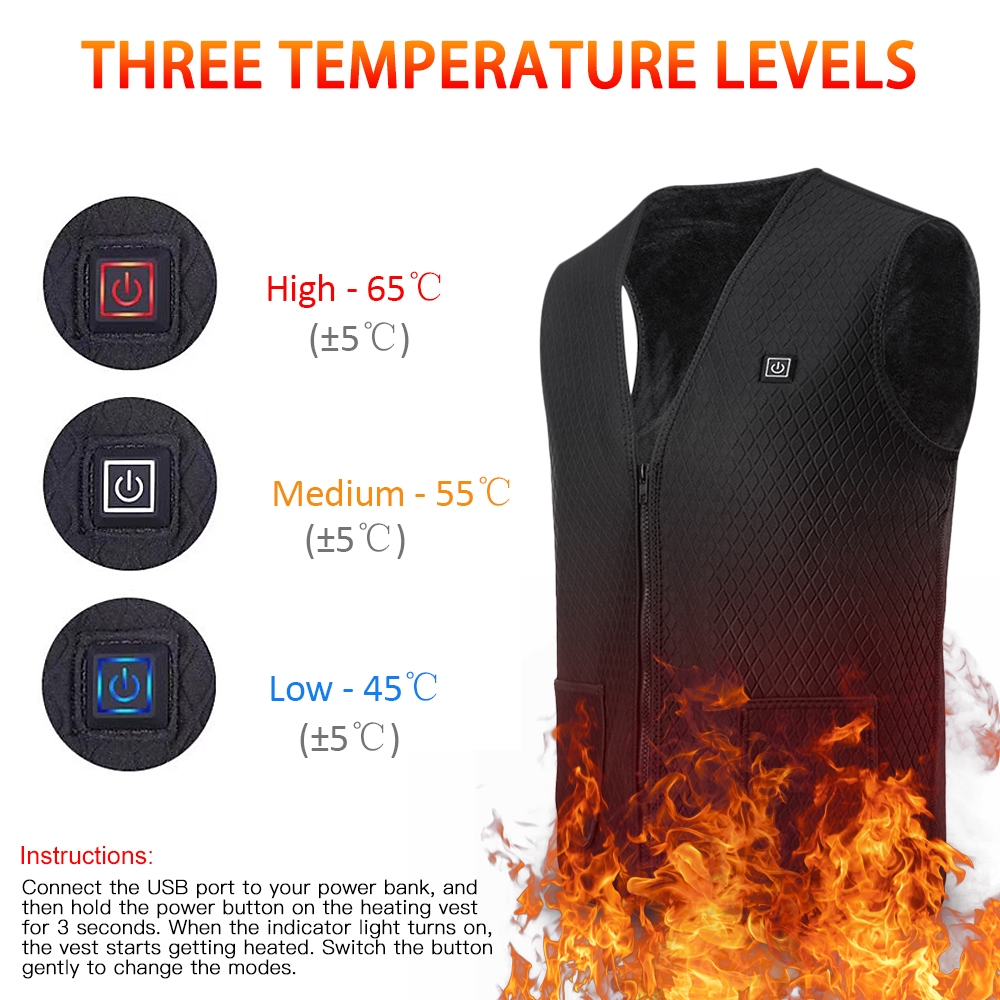 Outdoor Camping USB Electric Heated Vest Men Women... – Grandado