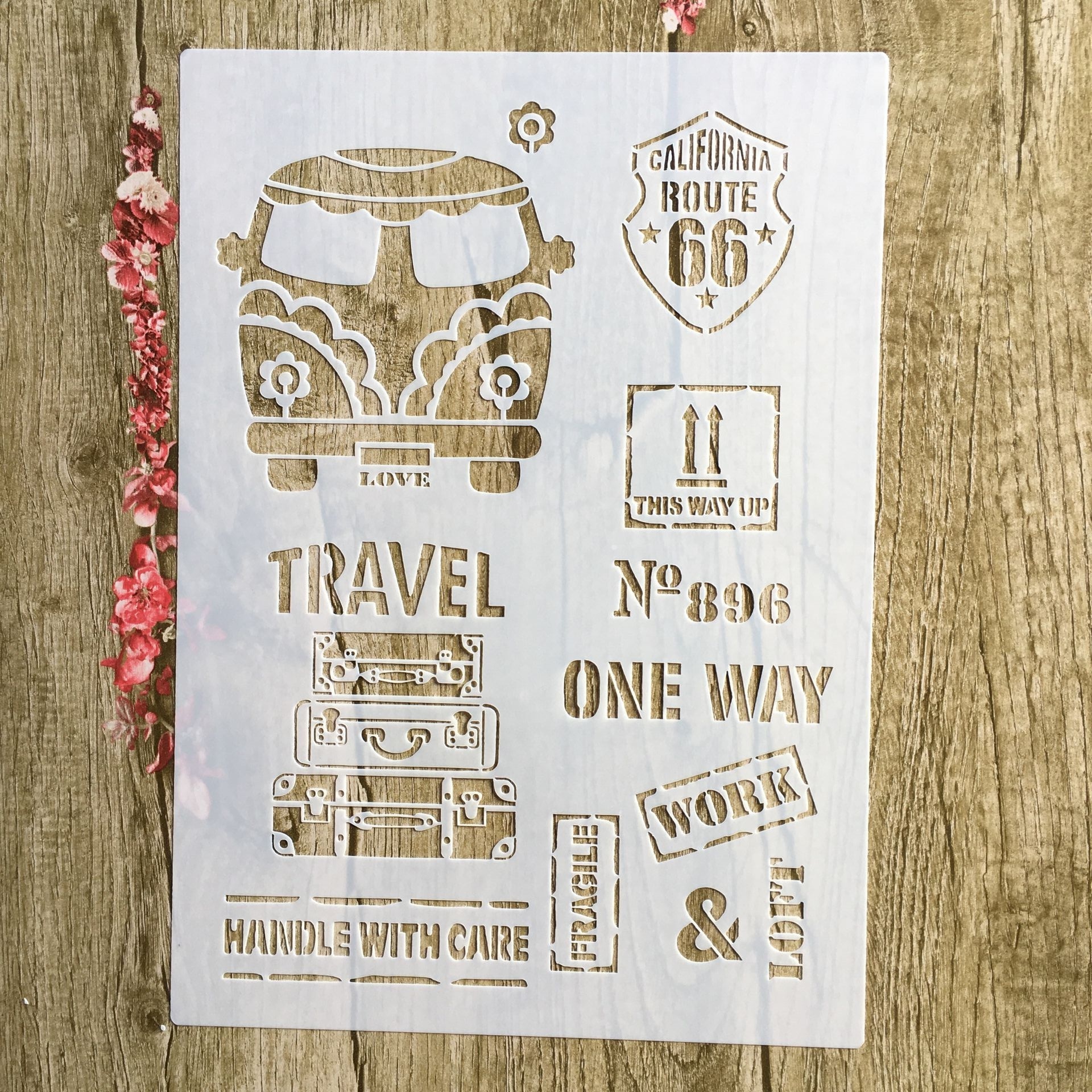29 * 21cmCar luggage 66 DIY Stencils Wall Painting... – Vicedeal