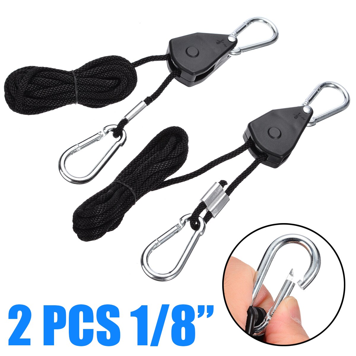 2pcs 1/8 Inch 150 LBS Adjustable Rope Ratchet Quic... – Grandado