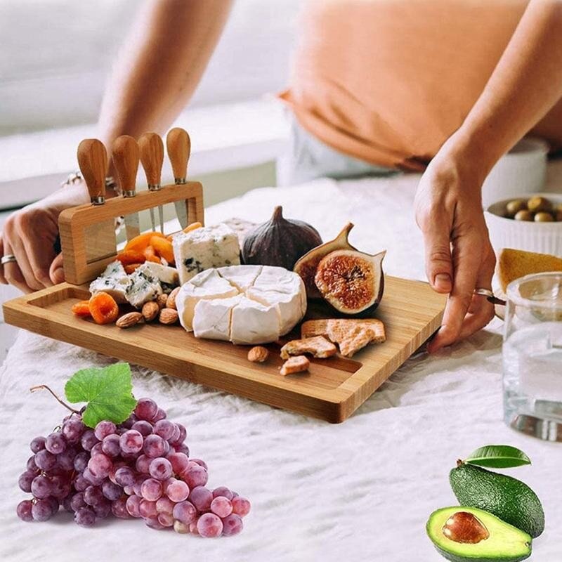Bamboo Cheese Board Food Platter Wood Tableware Ch... – Grandado