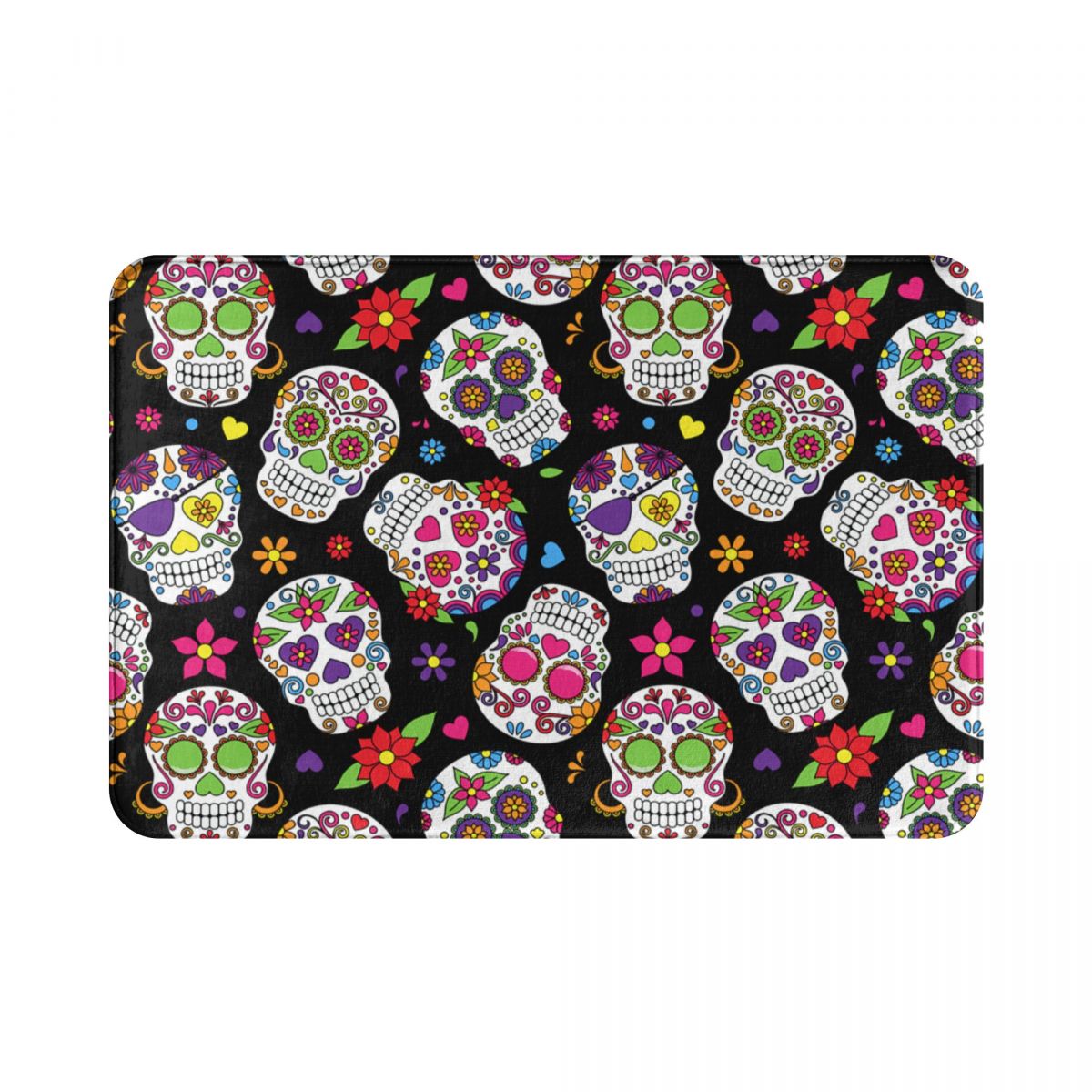Sugar Skull Doormat Welcome Polyeste Bathroom Entr... – Grandado