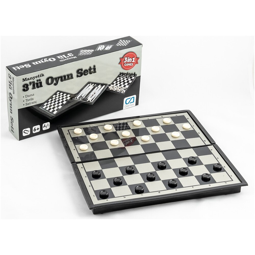 Chess Set Checkers Backgammon 3-Game Magnetic Figu... – Grandado