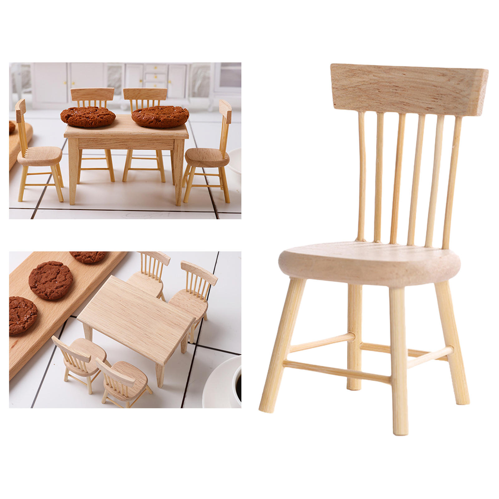 Oak Dining Table Chair Model Doll House Accessorie... – Grandado