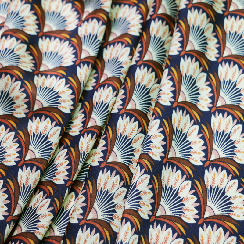 100 Cm * 148 Cm Satijn Vintage Fan Chiffon Stof Ro... – Grandado