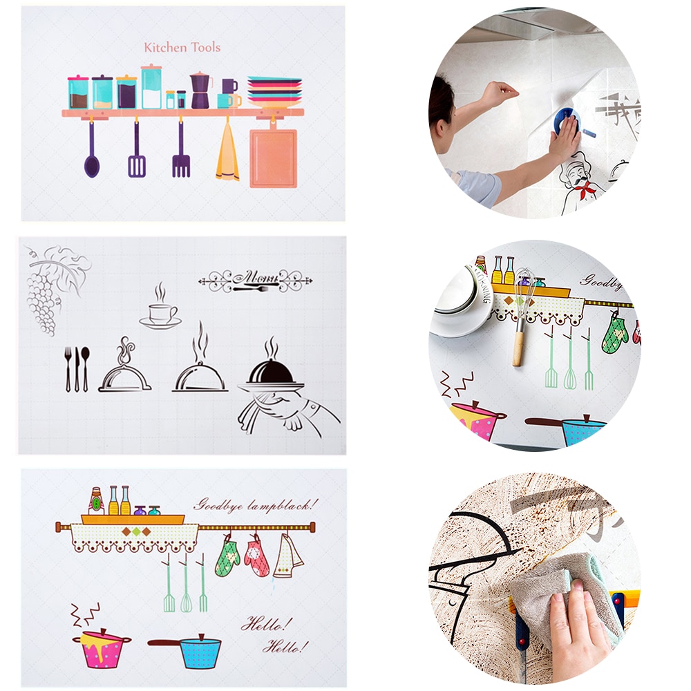 1Pc Kitchen Wall Stickers Oilproof DIY Wall Art De... – Grandado