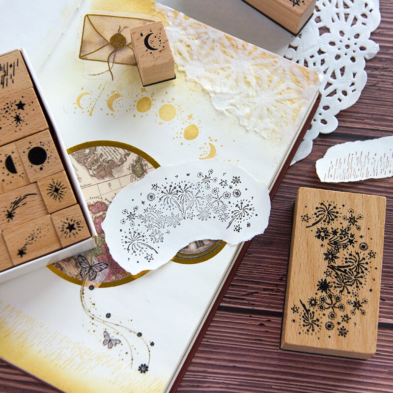 Vintage Poetry stamp Calendar Planner Wood stamps ... – Vicedeal