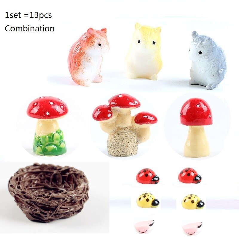 13Pcs/Set Resin ladybug mushroom Bird nest Hamster... – Grandado