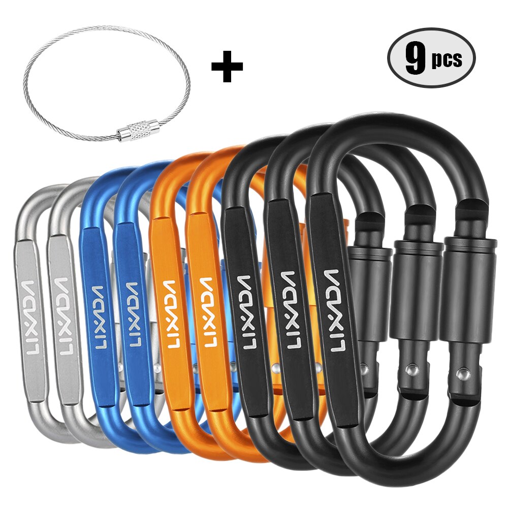 Lixada 1/9 PCS Survival D-ring Locking Carabiner C... – Grandado