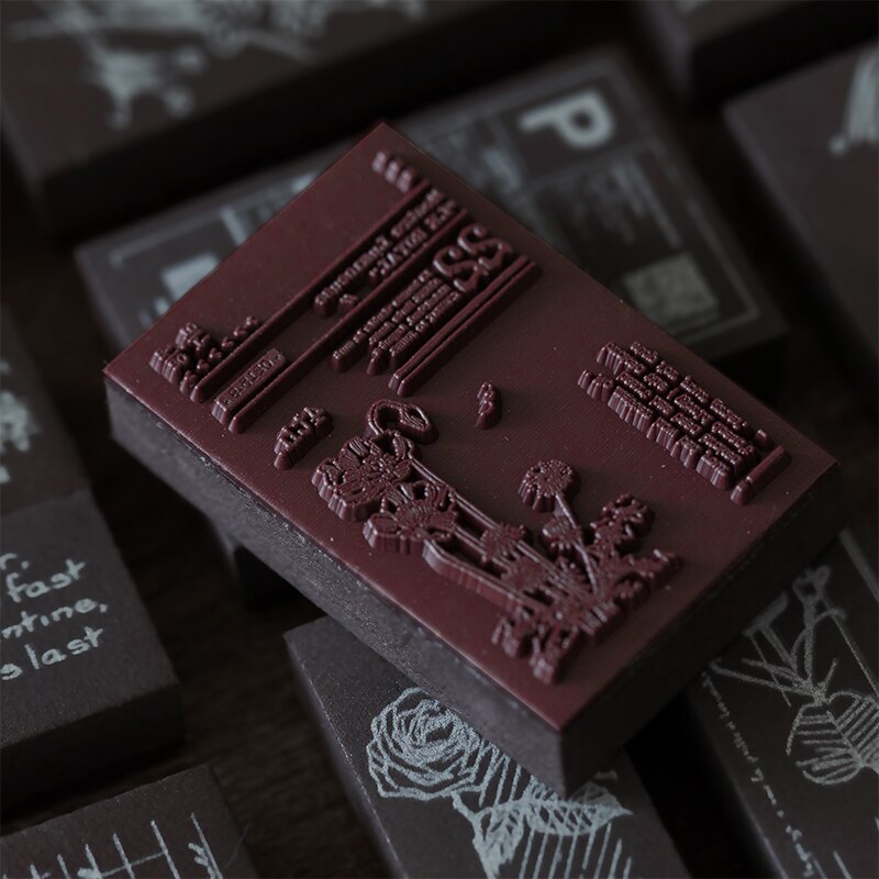 Retro Flower Postmark English Collage decoration s... – Grandado