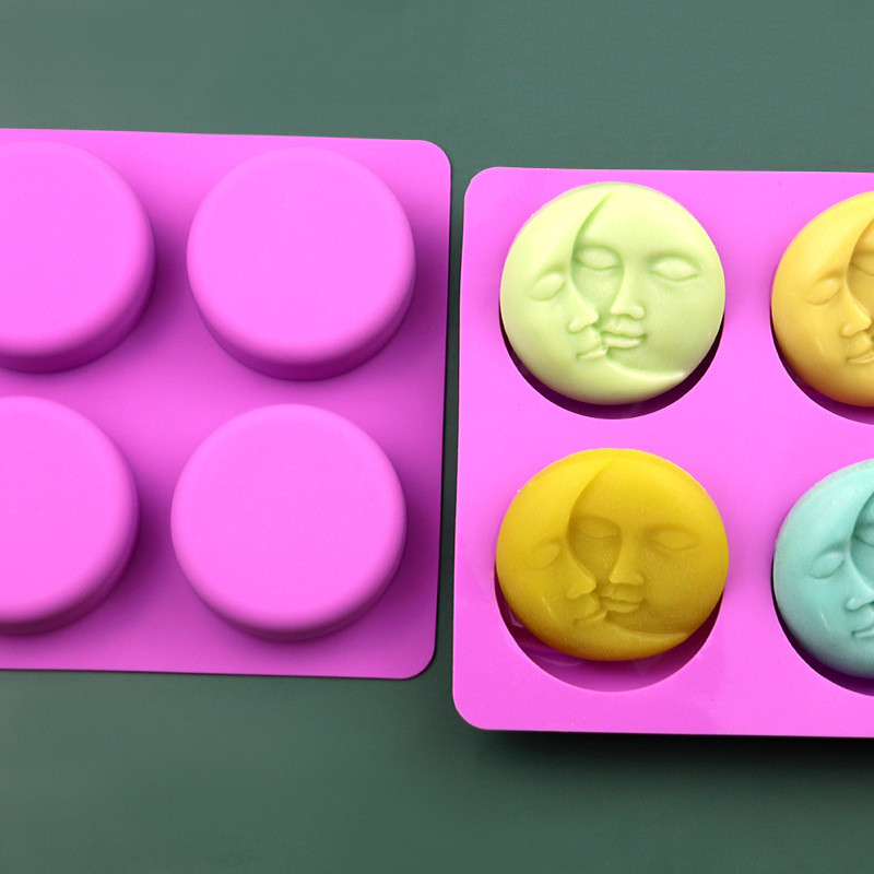 4 Cavity Crescent Moon Face Silicone Soap Molds Su... – Grandado