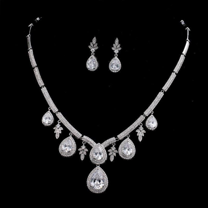 AMC Luxury Symetrical Water Necklace Earring Set Z... – Grandado