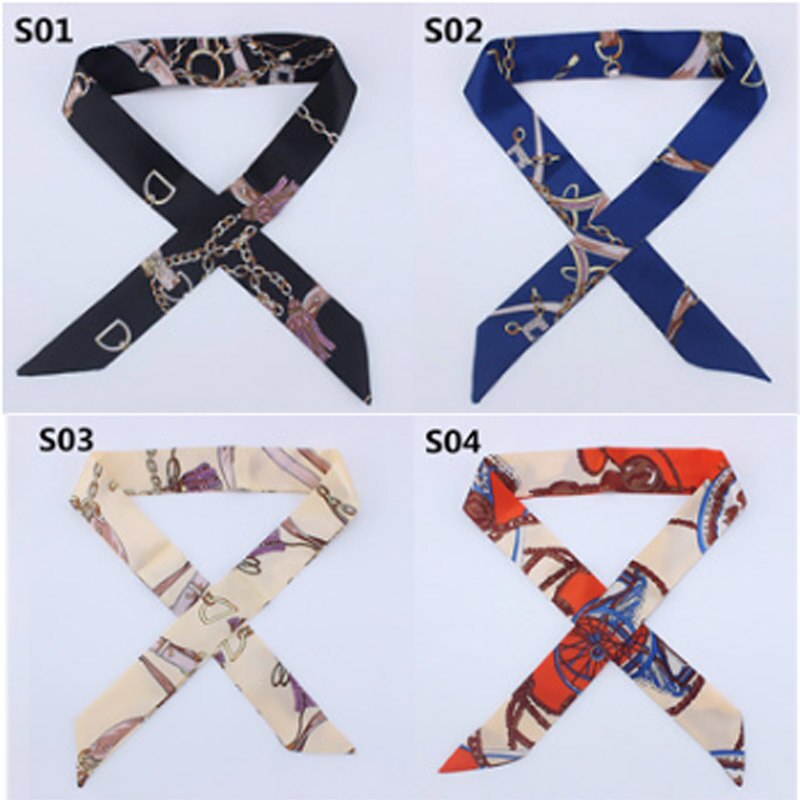 50 Colors Silk Small Women Scarf Hair Bags Handle ... – Grandado