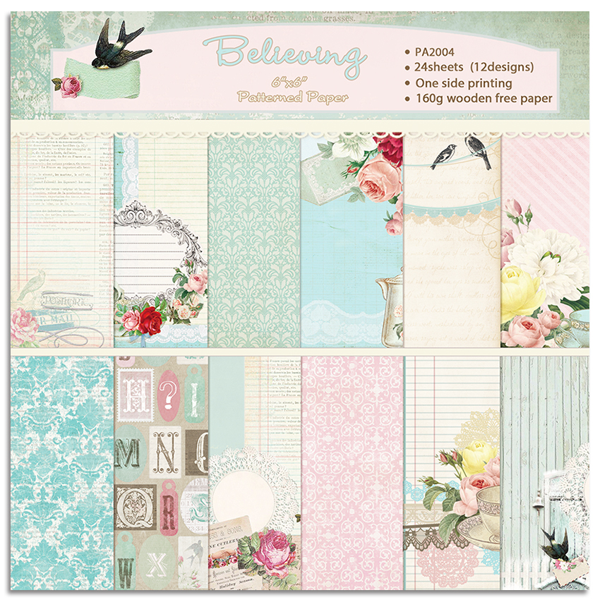 24 sheets 6"X6" Believing patterned paper Pad DIY ... – Grandado