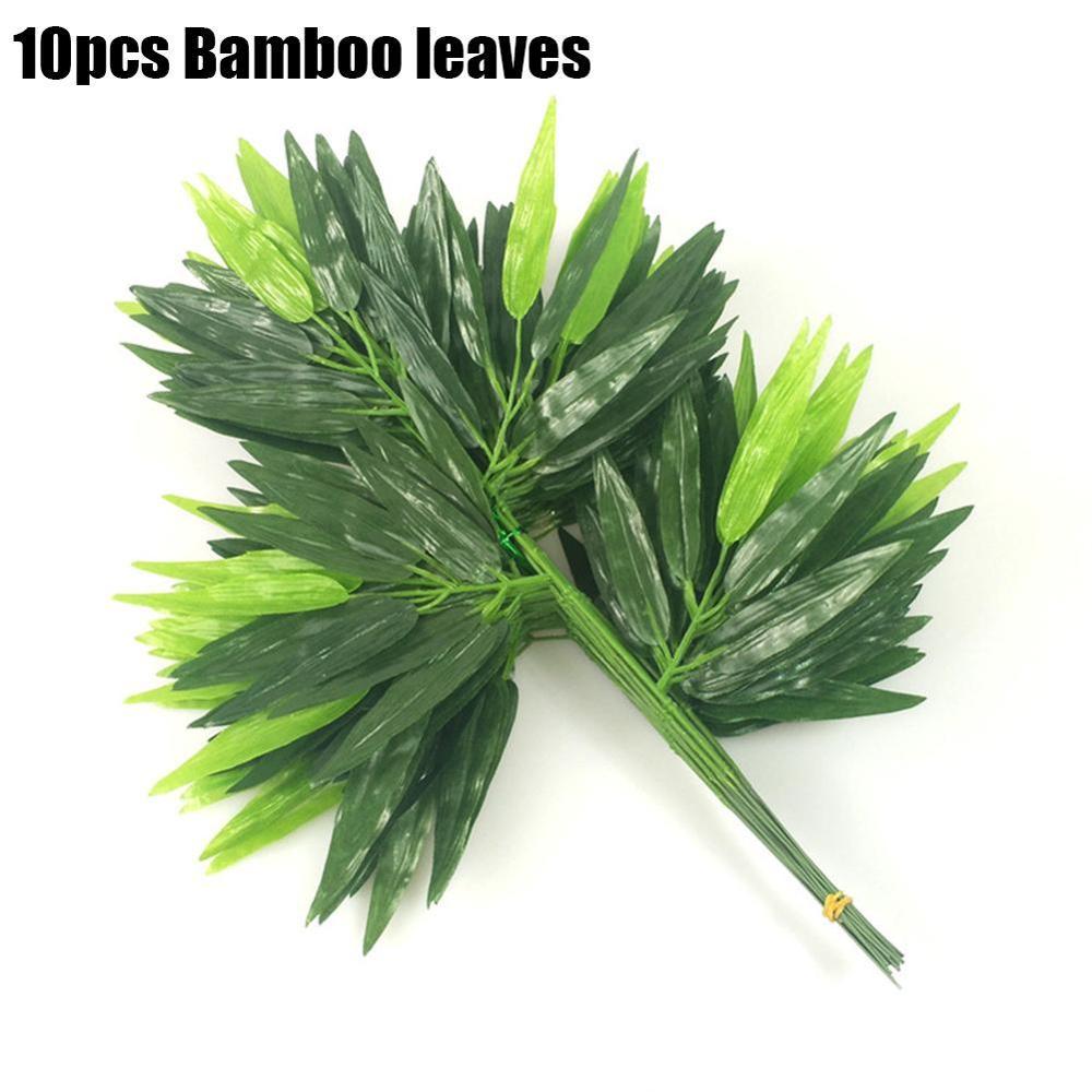 10pcs Artificial Plastic Bamboo Leaves Home Green ... – Vicedeal