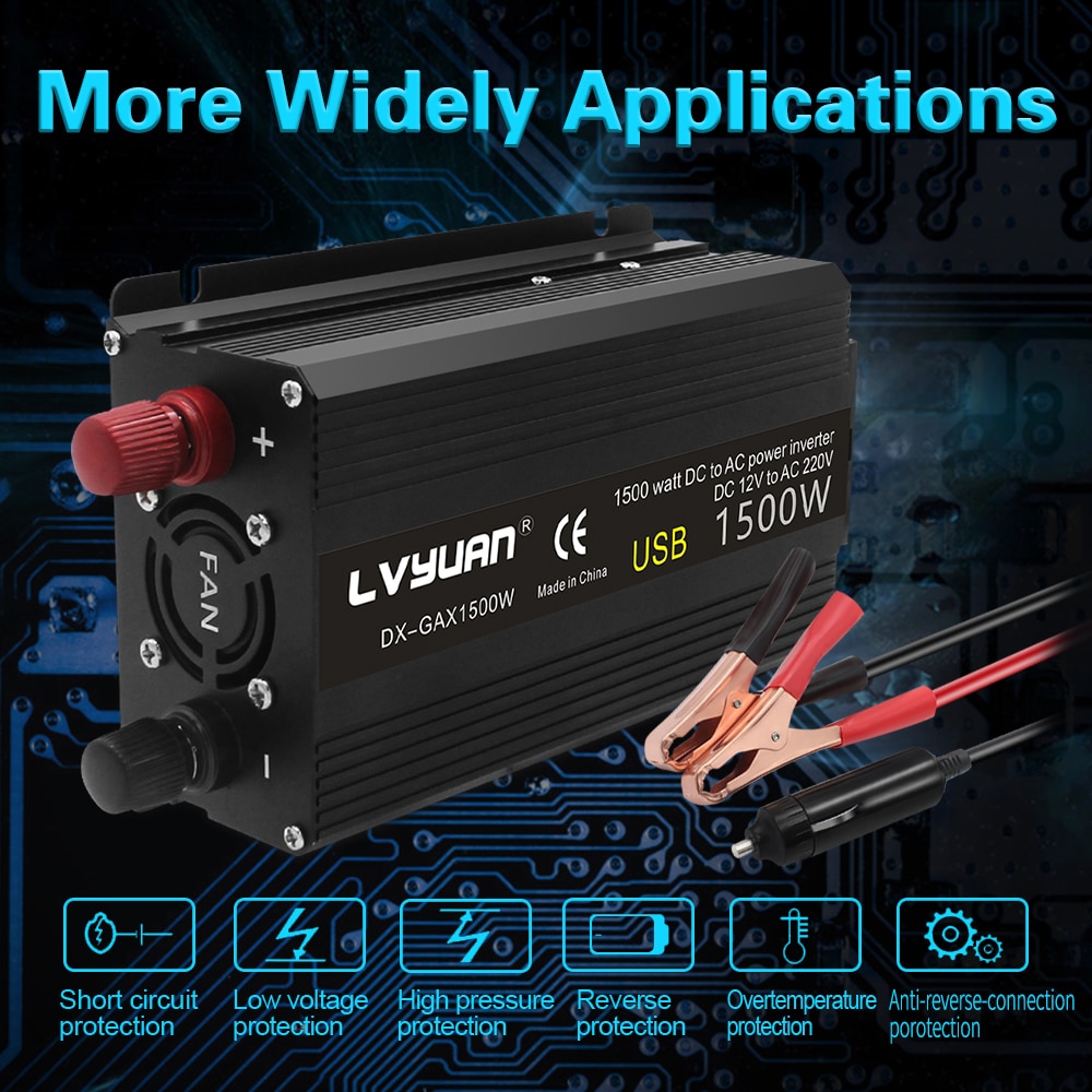 Inverter 12V 220V 50HZ 1500W Peak Power Auto Inver... – Vicedeal