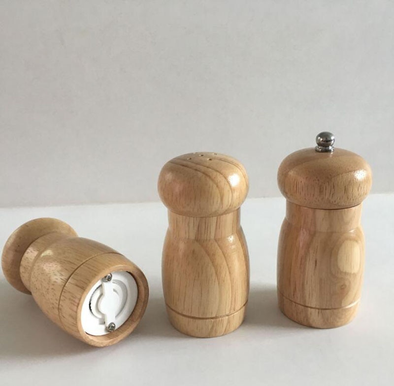 Portable Mini Pepper mill & shaker Set,Rubber Wood... – Grandado