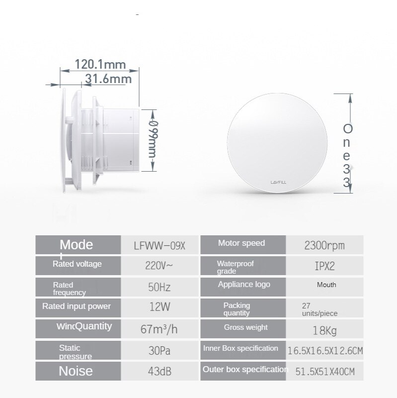 4inch Ventilation Fan Low Noise Ventilator Kitchen... – Grandado