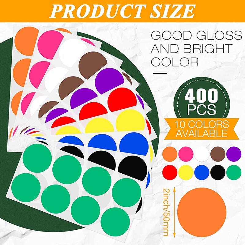 2 Inch Round Color Coding Sticker 10 Assorted Colo... – Vicedeal