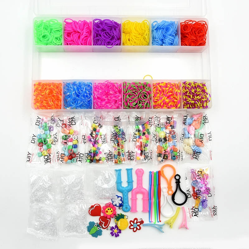 Colorful Rubber Loom Bands Elastic DIY Set Box Gir... – Grandado