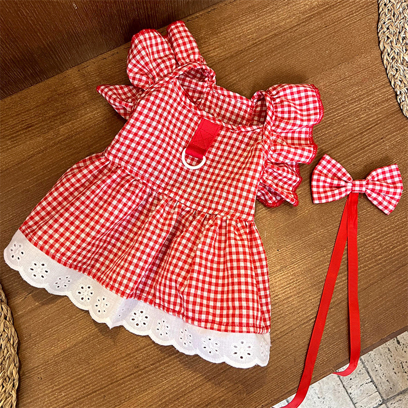 Cute Puppy Summer Plaid Outfit Dog Princess Dress ... – Grandado
