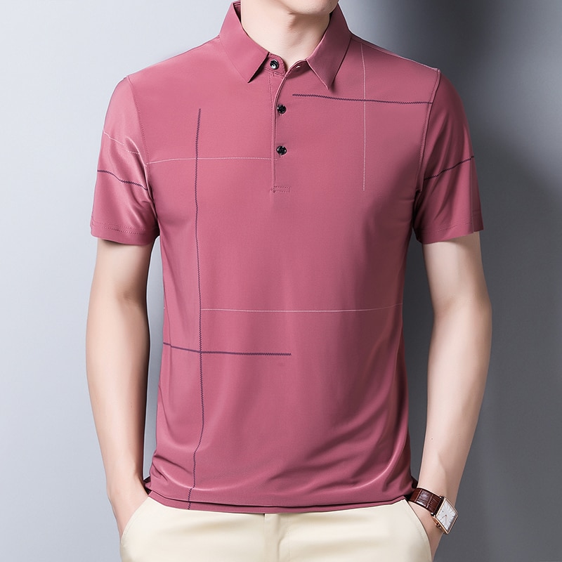 polo shirt for men summer casual stripe business p... – Vicedeal