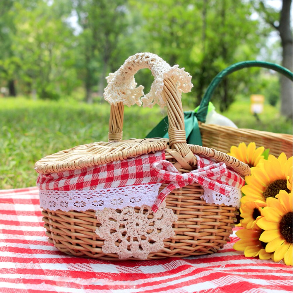 Handmade Small Picnic Wicker Basket with Handle Do... – Grandado