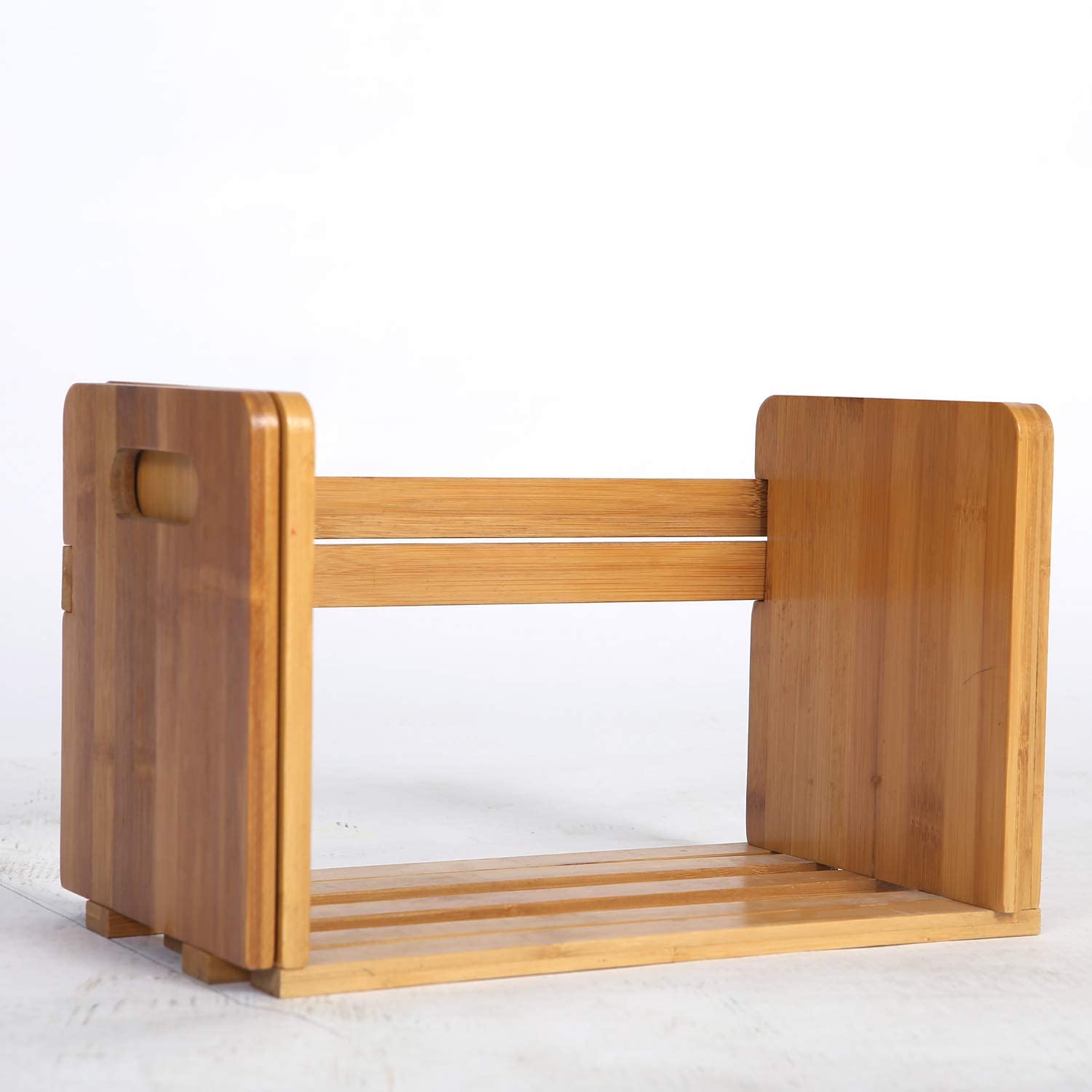 Adjustable Wooden Bookshelf Bamboo Bookends Magazi... – Grandado