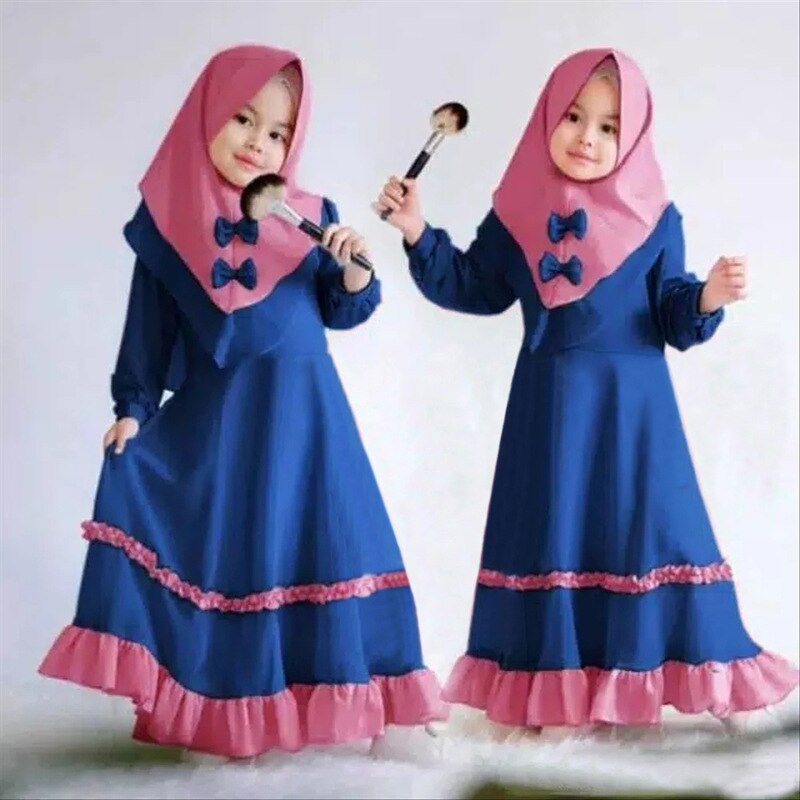 2 Peices Muslim Child Girls Hijab Dress Islamic Ar... – Grandado