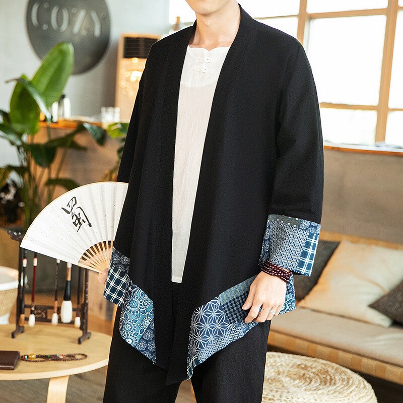 Japanese kimono cardigan men haori yukata male sam... – Vicedeal