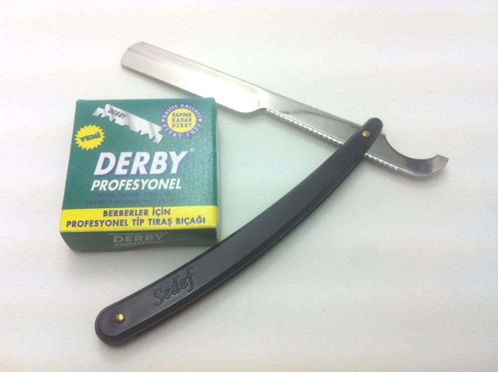 100 hojas de un solo filo DERBY negro con borde re... – Grandado