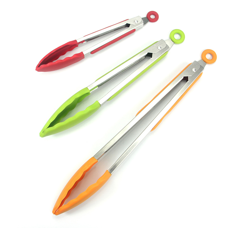 3 teil/satz Silikon und Edelstahl BBQ Zangen Salat... – Vicedeal