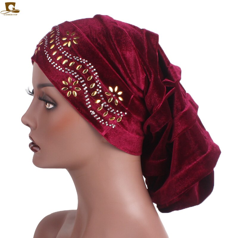 Diamante Velvet Pleated Turban Dreadlocks Sleeping... – Grandado